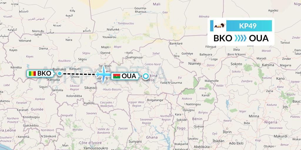 KP49 Flight Status ASKY: Bamako to Ouagadougou (SKK49)