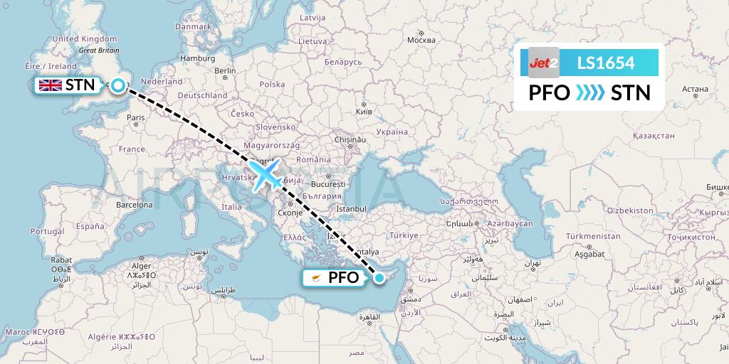 LS1654 Flight Status Jet2: Pafos to London (EXS1654)