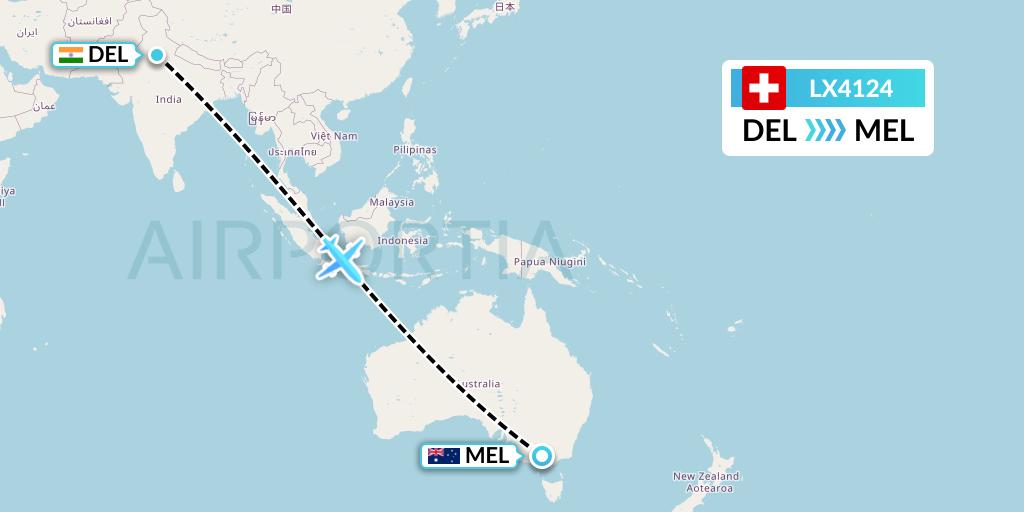 LX4124 Flight Status Swiss: Delhi to Melbourne (SWR4124)