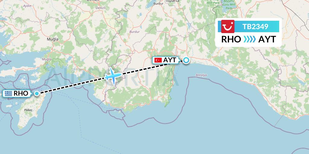 TB2349 Flight Status TUI fly Belgium: Rhodes to Antalya (JAF2349)