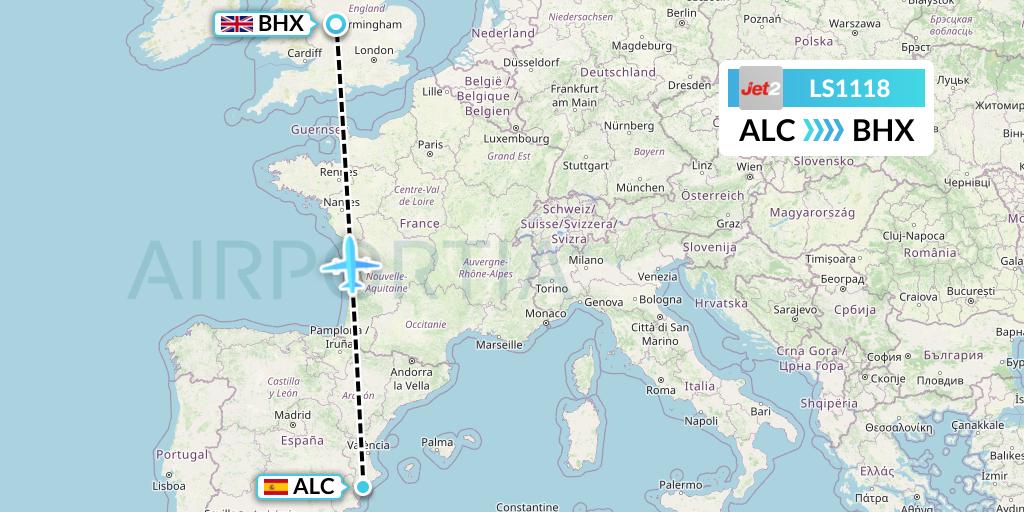 LS1118 Flight Status Jet2: Alicante to Birmingham (EXS1118)