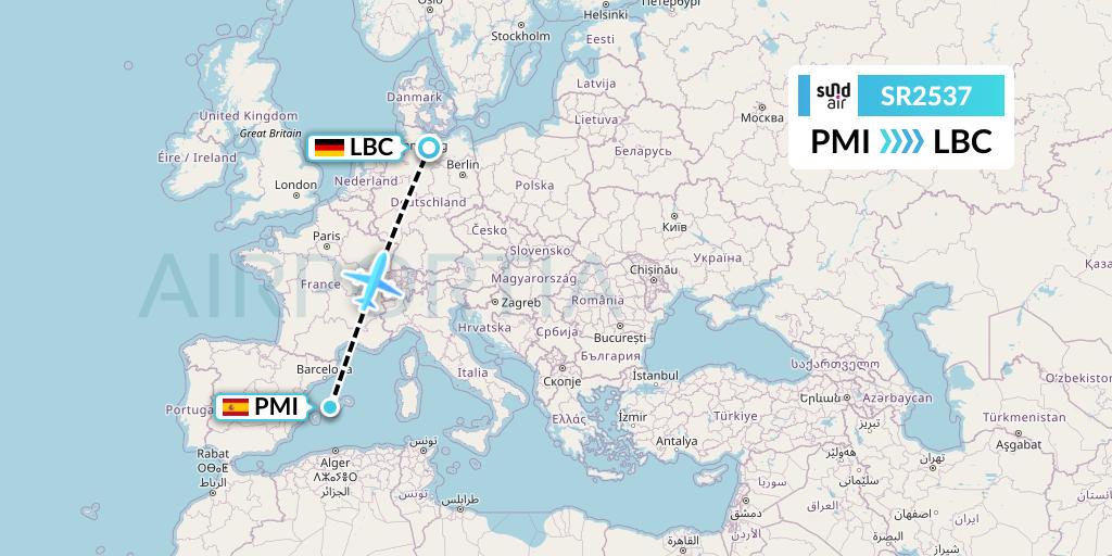 SR2537 Flight Status SundAir: Palma de Mallorca to Lubeck (SDR2537)