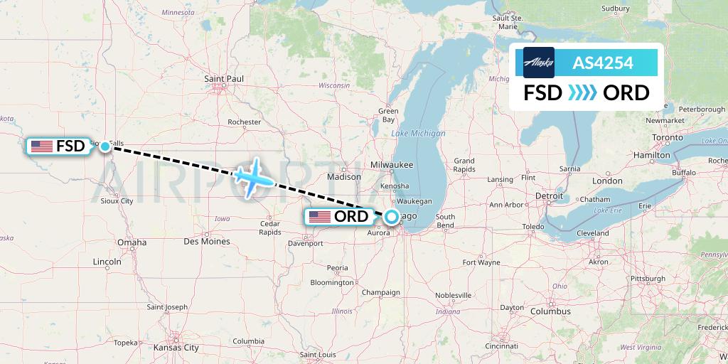 AS4254 Flight Status Alaska Airlines: Sioux Falls to Chicago (ASA4254)