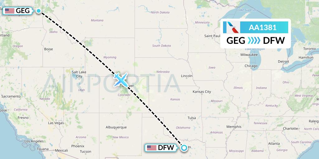 AA1381 Flight Status American Airlines: Spokane to Dallas (AAL1381)