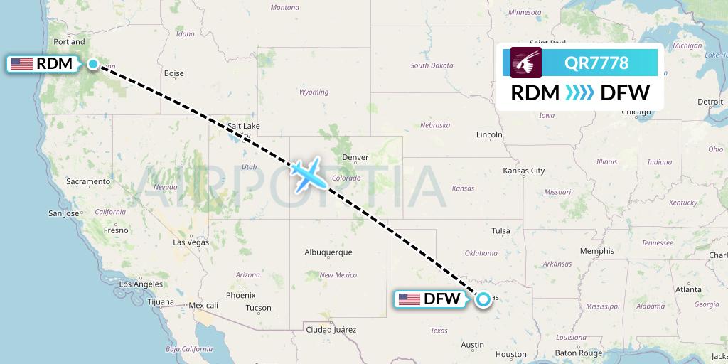 QR7778 Flight Status Qatar Airways: Redmond to Dallas (QTR7778)