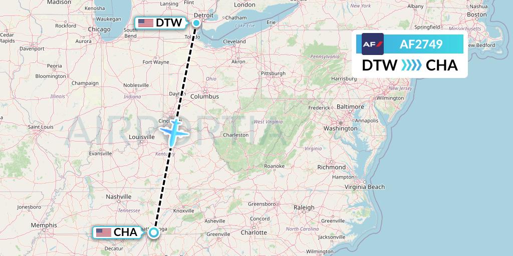 AF2749 Flight Status Air France: Detroit to Chattanooga (AFR2749)