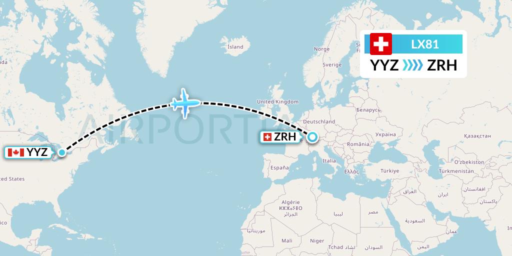 LX81 Flight Status Swiss: Toronto to Zurich (SWR81)