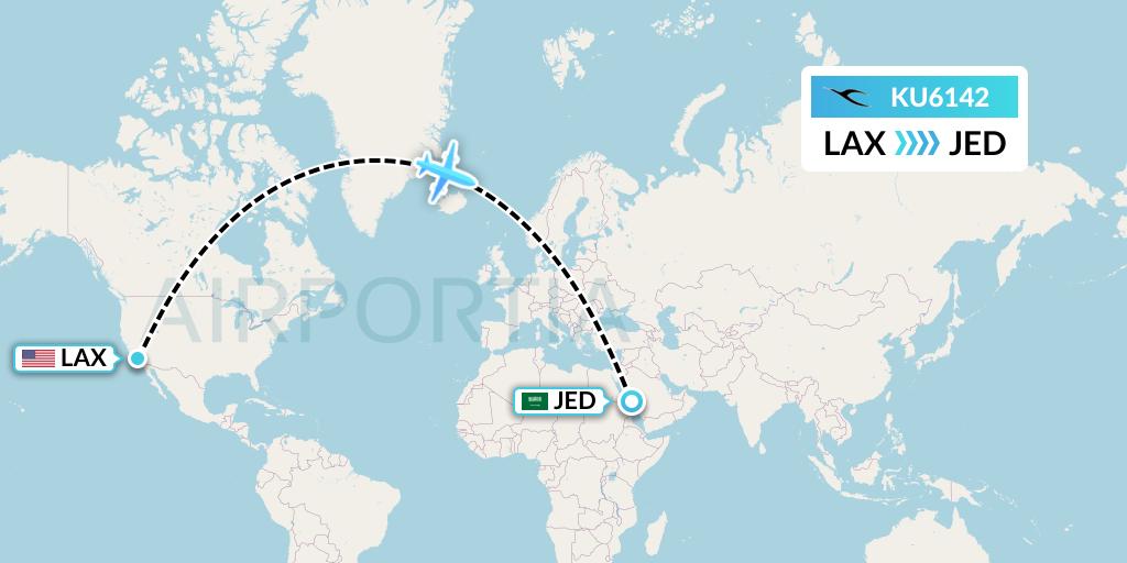 KU6142 Flight Status Kuwait Airways: Los Angeles to Jeddah (KAC6142)