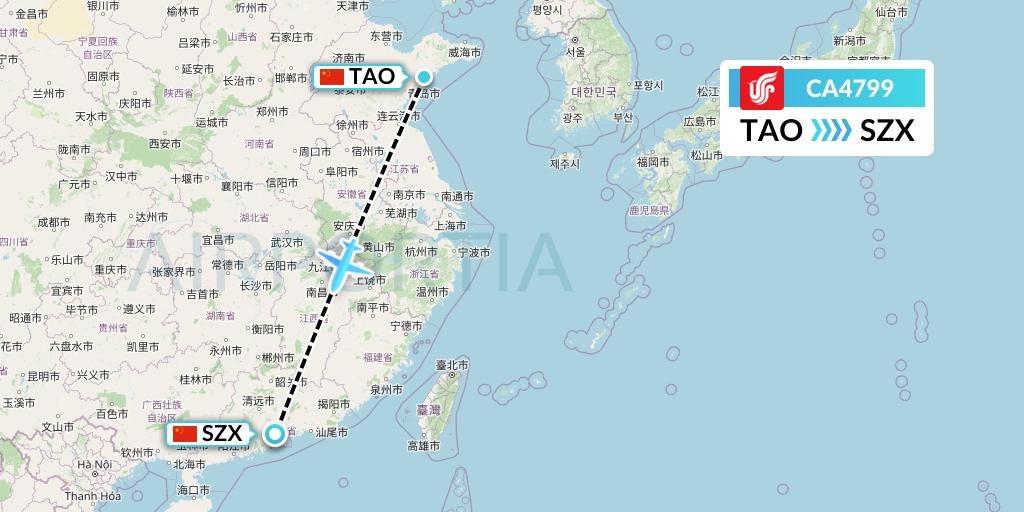 CA4799 Flight Status Air China: Qingdao to Shenzhen (CCA4799)