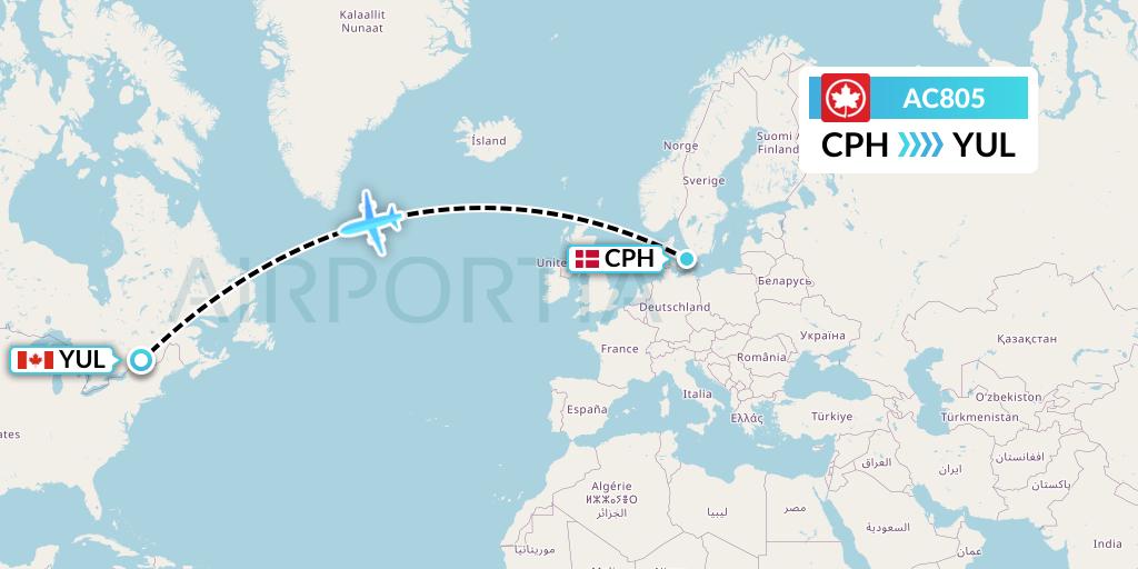 AC805 Flight Status Air Canada: Copenhagen to Montreal (ACA805)