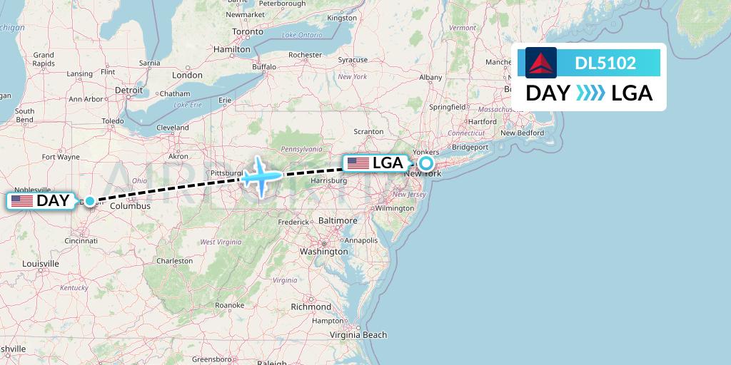DL5102 Flight Status Delta Air Lines: Dayton to New York (DAL5102)