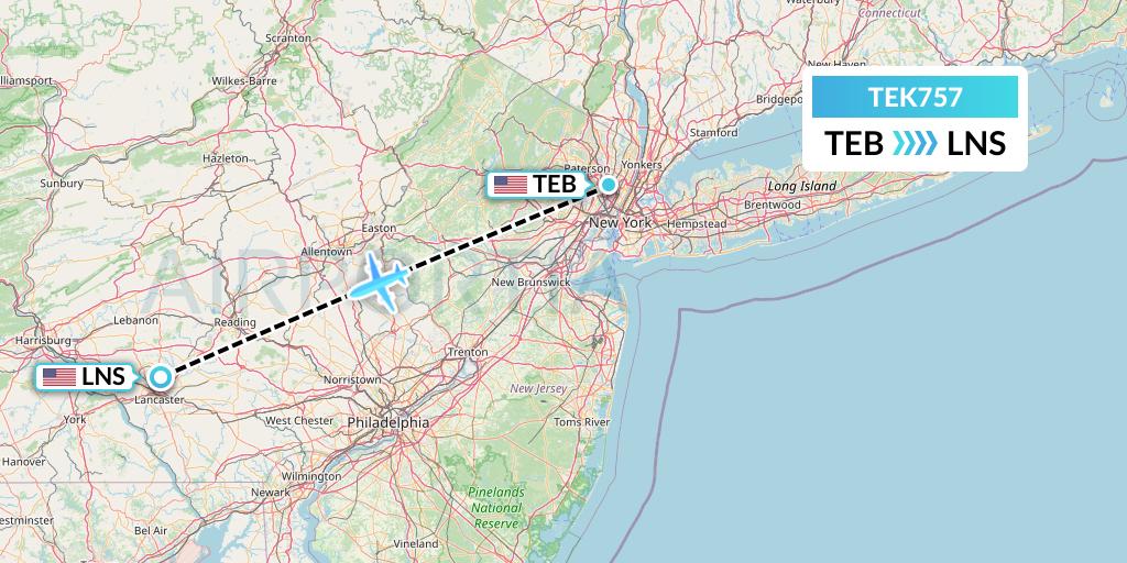 TEK757 Flight Status Aero-tech Services: Teterboro to Lancaster