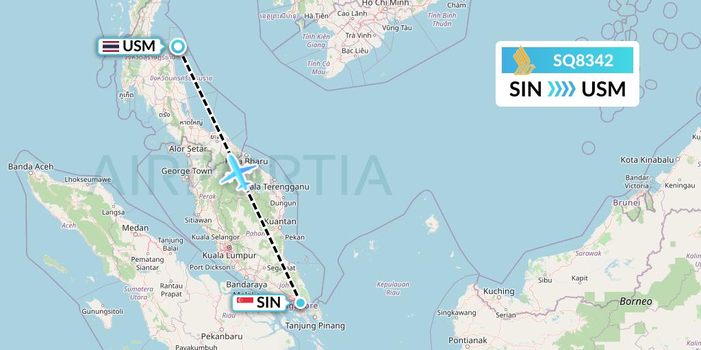SQ8342 Flight Status Singapore Airlines: Singapore to Koh Samui (SIA8342)