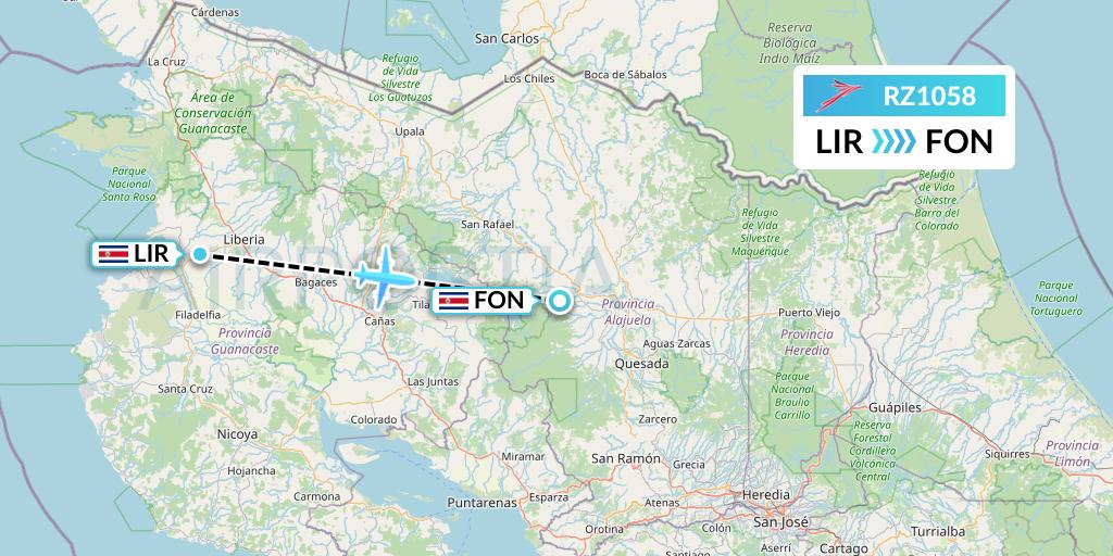 RZ1058 Flight Status Sansa Airlines: Liberia to La Fortuna-San Carlos ...