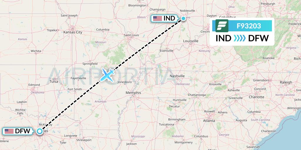 F93203 Flight Status Frontier Airlines: Indianapolis to Dallas (FFT3203)