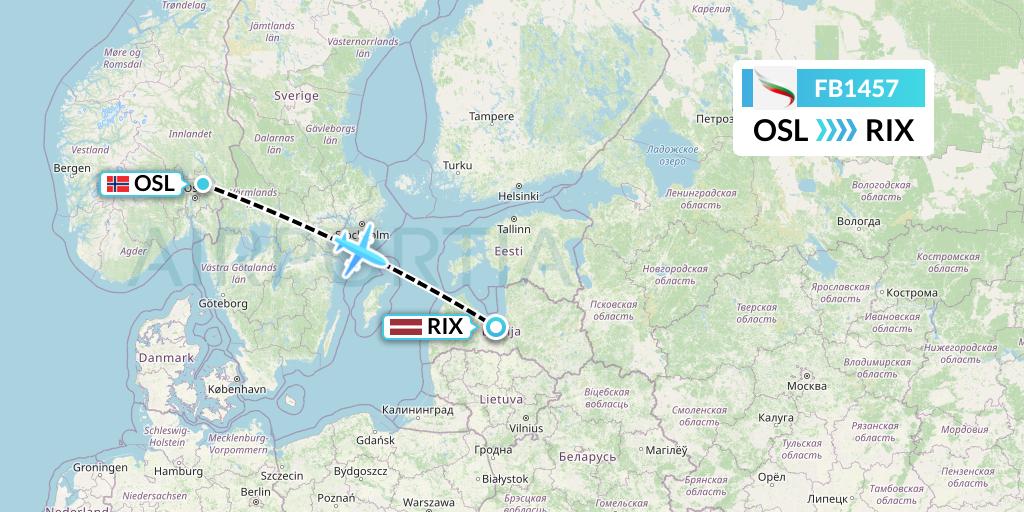 FB1457 Flight Status Bulgaria Air: Oslo to Riga (LZB1457)