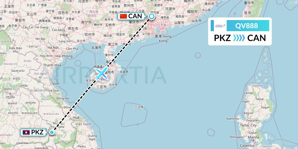 QV888 Flight Status Lao Airlines: Pakse to Guangzhou (LAO888)