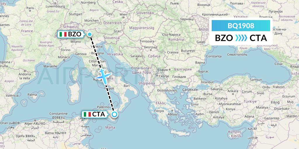 BQ1908 Flight Status Skyalps: Bolzano to Catania (SWU1908)
