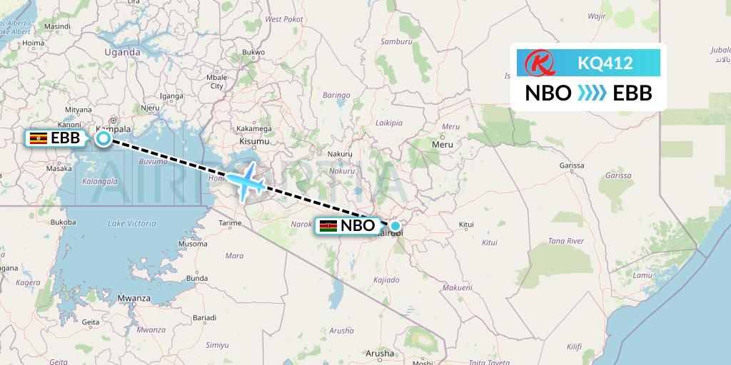 KQ412 Flight Status Kenya Airways: Nairobi to Entebbe (KQA412)
