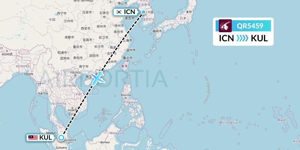 QR5459 Flight Status Qatar Airways: Seoul to Kuala Lumpur (QTR5459)