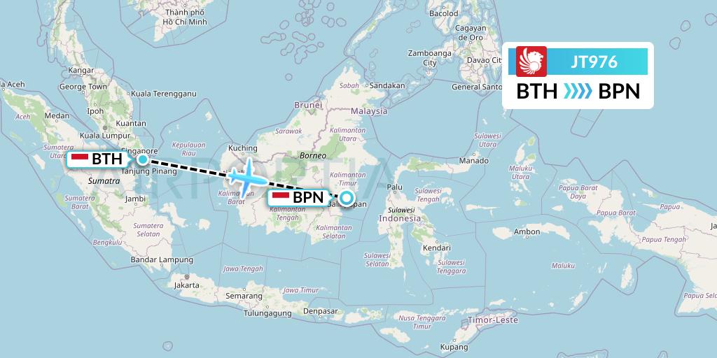 JT976 Flight Status Lion Airlines: Batam to Balikpapan (LNI976)