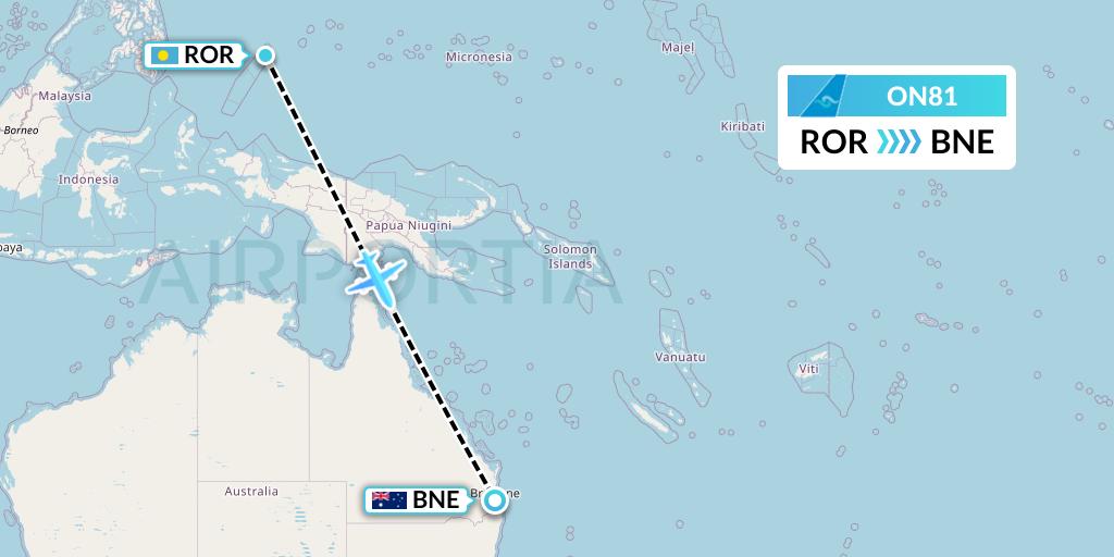 ON81 Flight Status Nauru Airlines: Airai to Brisbane (RON81)