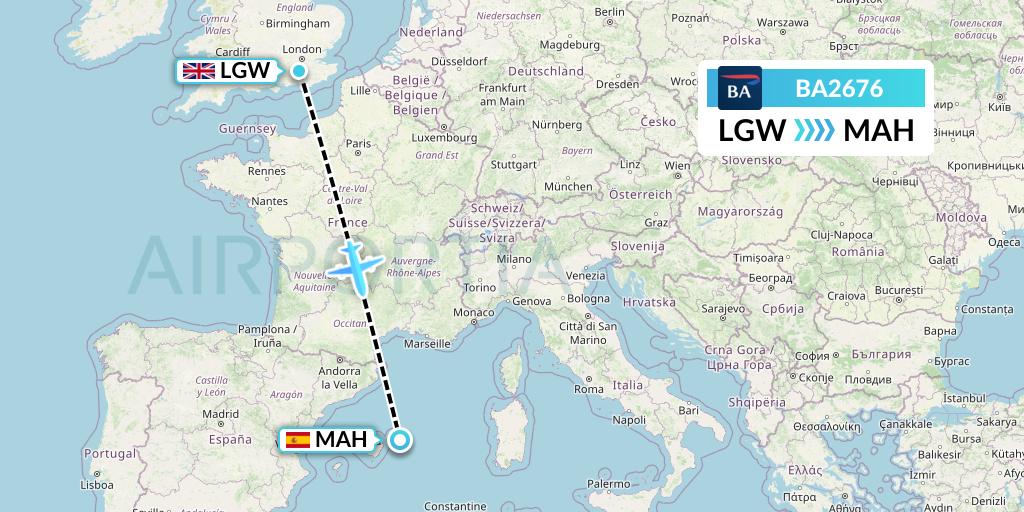 BA2676 Flight Status British Airways: London to Mahon (BAW2676)
