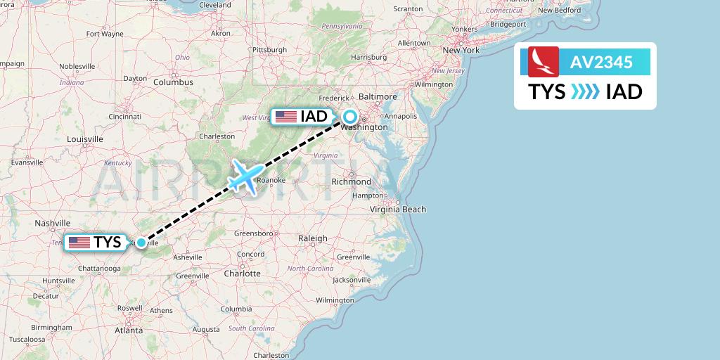 AV2345 Flight Status Avianca: Knoxville to Washington (AVA2345)