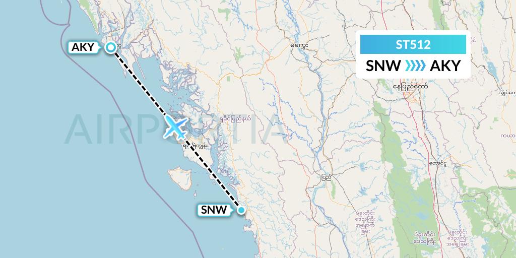 ST512 Flight Status Air Thanlwin: Thandwe to Sittwe