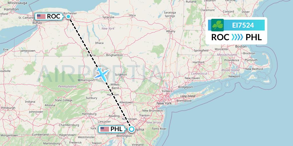 EI7524 Flight Status Aer Lingus: Rochester to Philadelphia (EIN7524)