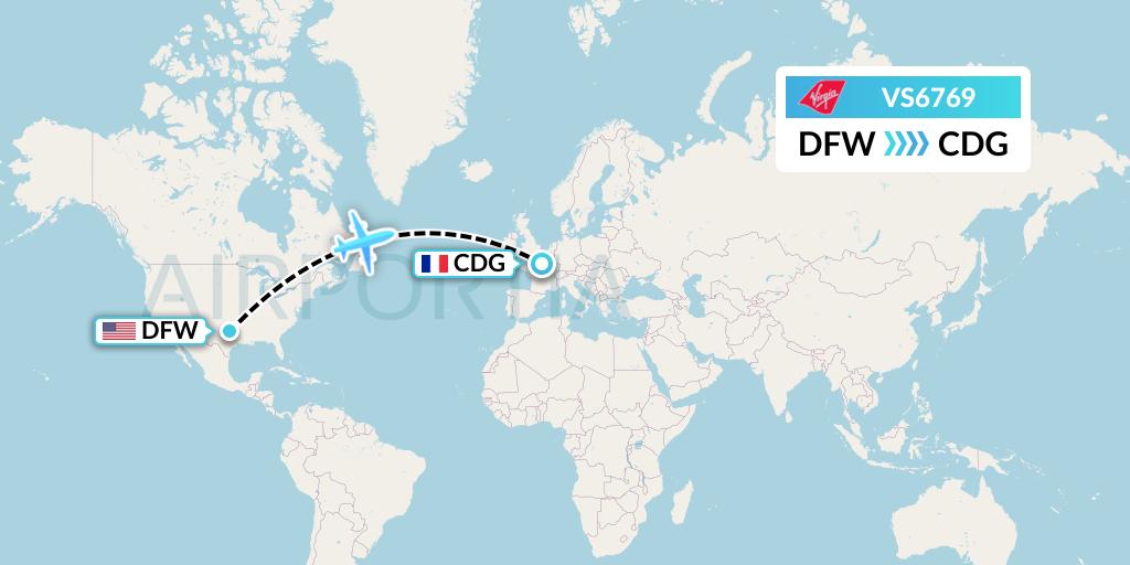 VS6769 Flight Status Virgin Atlantic Airways: Dallas to Paris (VIR6769)