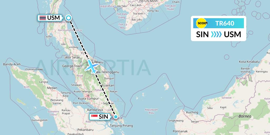 TR640 Flight Status Tigerair: Singapore to Koh Samui (TGW640)