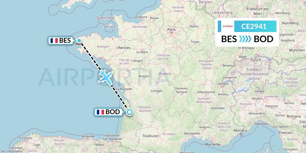CE2941 Flight Status Chalair Aviation: Brest to Bordeaux (CLG2941)