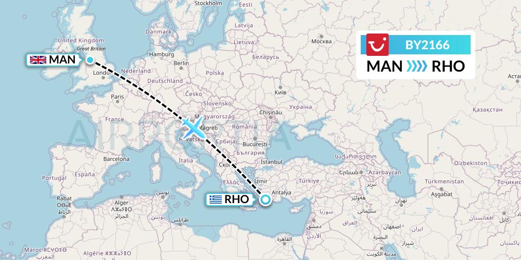 BY2166 Flight Status TUI Airways: Manchester to Rhodes (TOM2166)