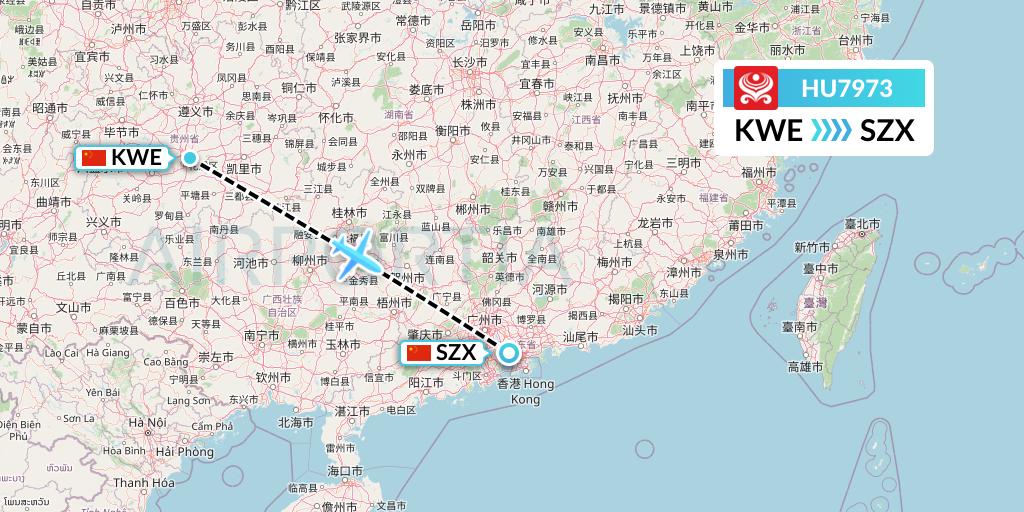 HU7973 Flight Status Hainan Airlines: Guiyang to Shenzhen (CHH7973)