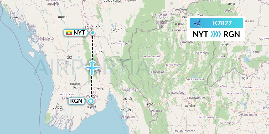 K7827 Flight Status Air KBZ: Naypyidaw to Yangon (KBZ827)