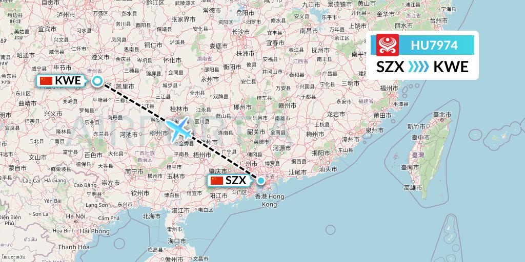 HU7974 Flight Status Hainan Airlines: Shenzhen to Guiyang (CHH7974)