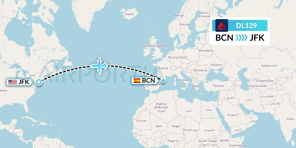 DL129 Flight Status Delta Air Lines: Barcelona to New York (DAL129)