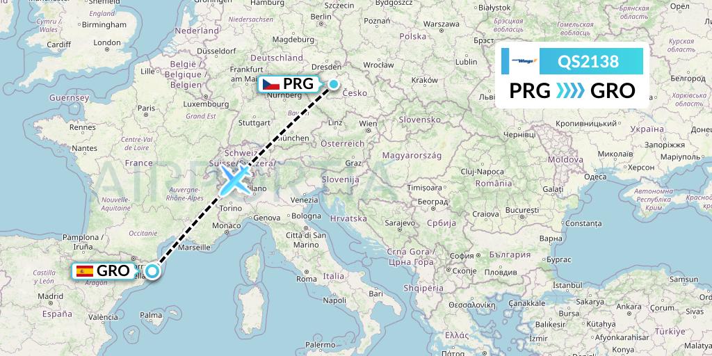 QS2138 Flight Status Smartwings: Prague to Girona (TVS2138)