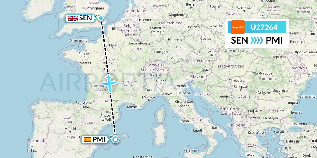 U27264 Flight Status EasyJet: Southend to Palma de Mallorca (EZY7264)