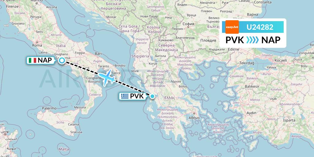 U24282 Flight Status EasyJet: Preveza to Naples (EZY4282)