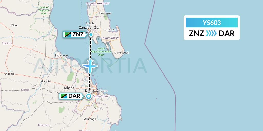 YS603 Flight Status Flightlink Air Charters: Zanzibar to Dar-es-Salaam (FLZ603)