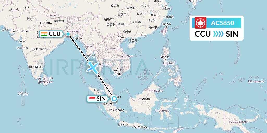 AC5850 Flight Status Air Canada: Kolkata to Singapore (ACA5850)