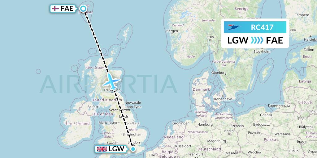 RC417 Flight Status Atlantic Airways: London to Vagar (FLI417)