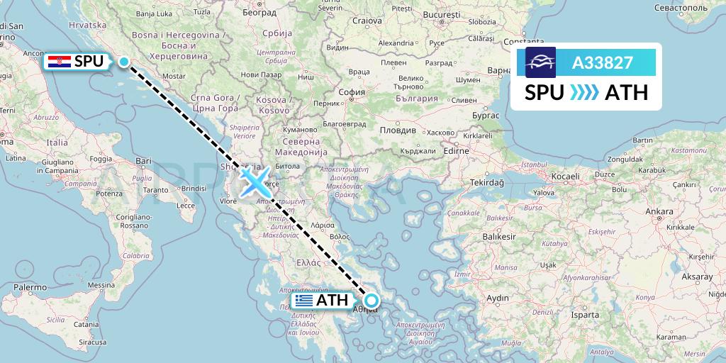 A33827 Flight Status Aegean Airlines: Split to Athens (AEE3827)