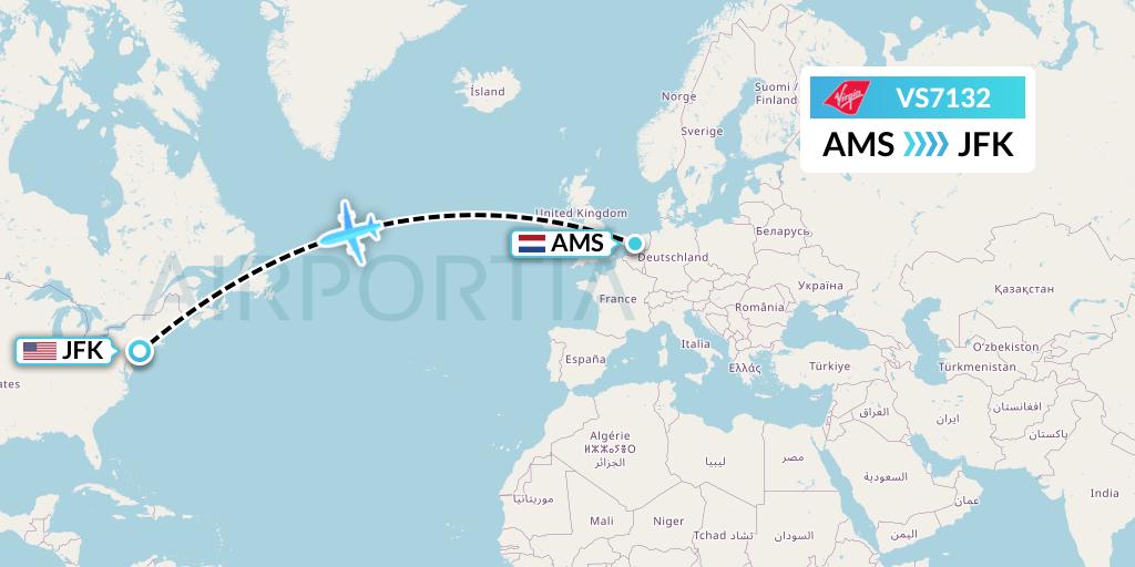 VS7132 Flight Status Virgin Atlantic Airways: Amsterdam to New York ...