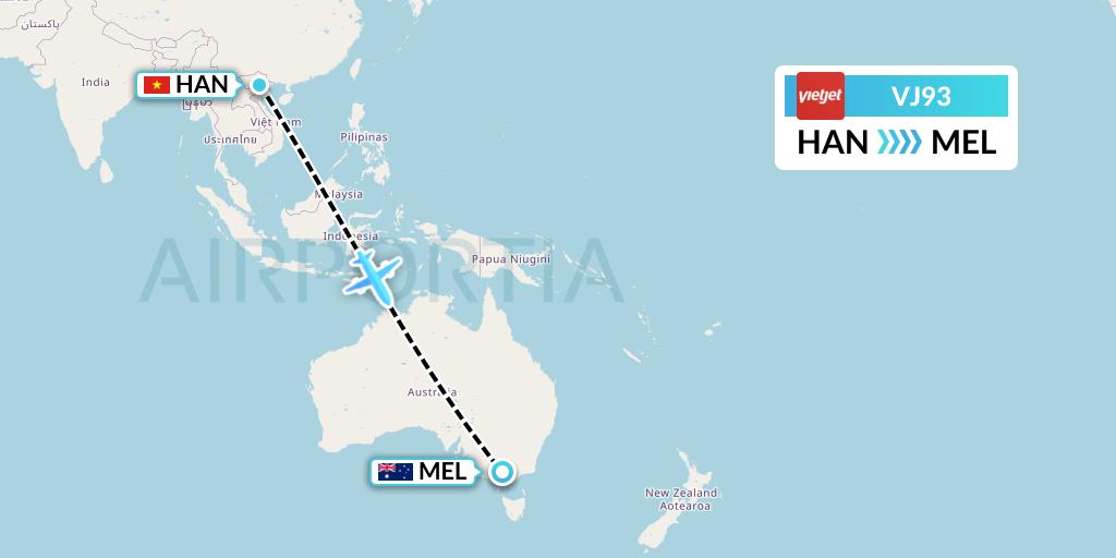VJ93 Flight Status VietJet Air: Hanoi to Melbourne (VJC93)