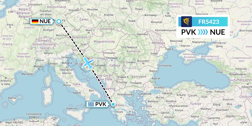FR5423 Flight Status Ryanair: Preveza to Nurnberg (RYR5423)