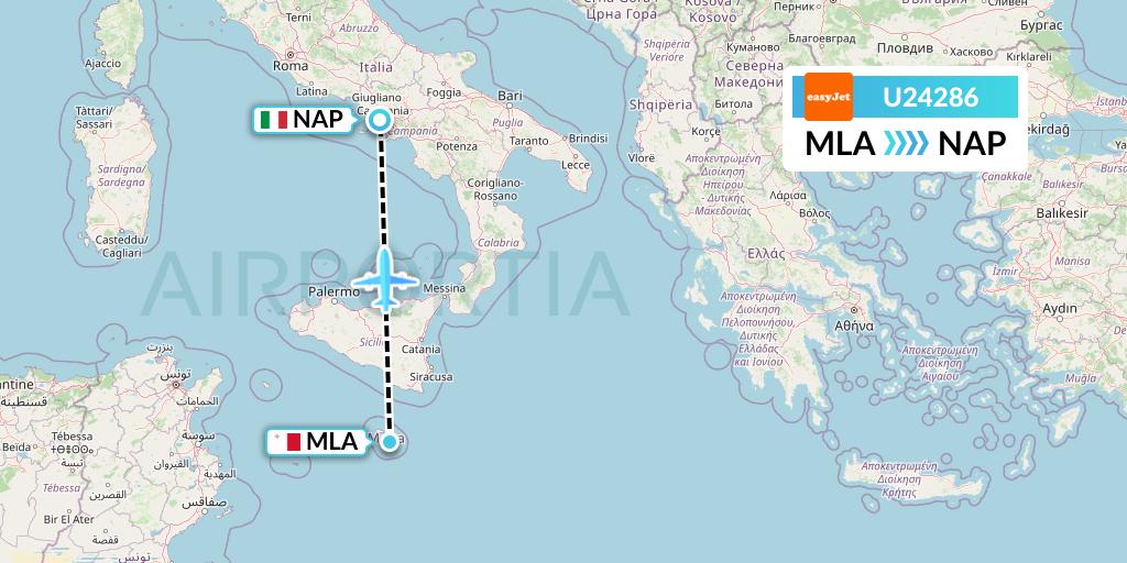 U24286 Flight Status EasyJet: Luqa to Naples (EZY4286)