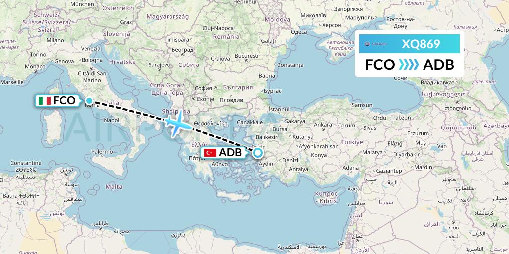 XQ869 Flight Status SunExpress: Rome to Izmir (SXS869)